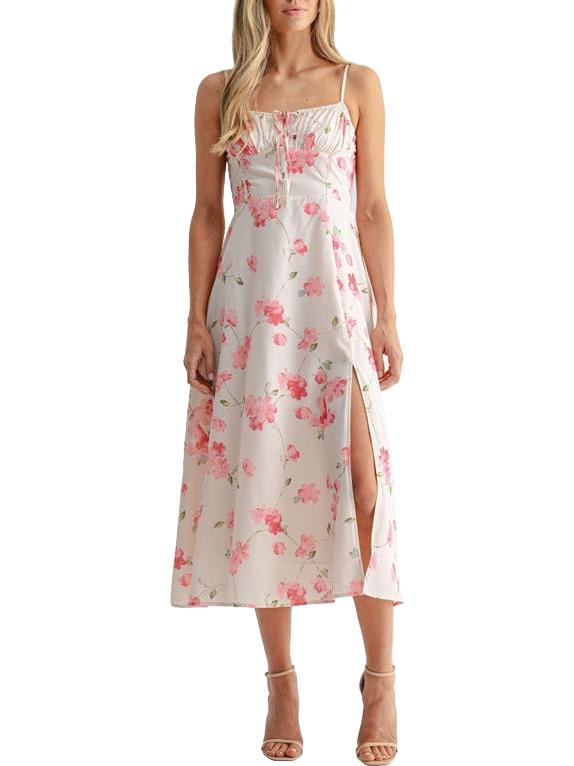 ALL IN FAVOR All in Favor Floral Print Spaghetti Strap Midi Dress